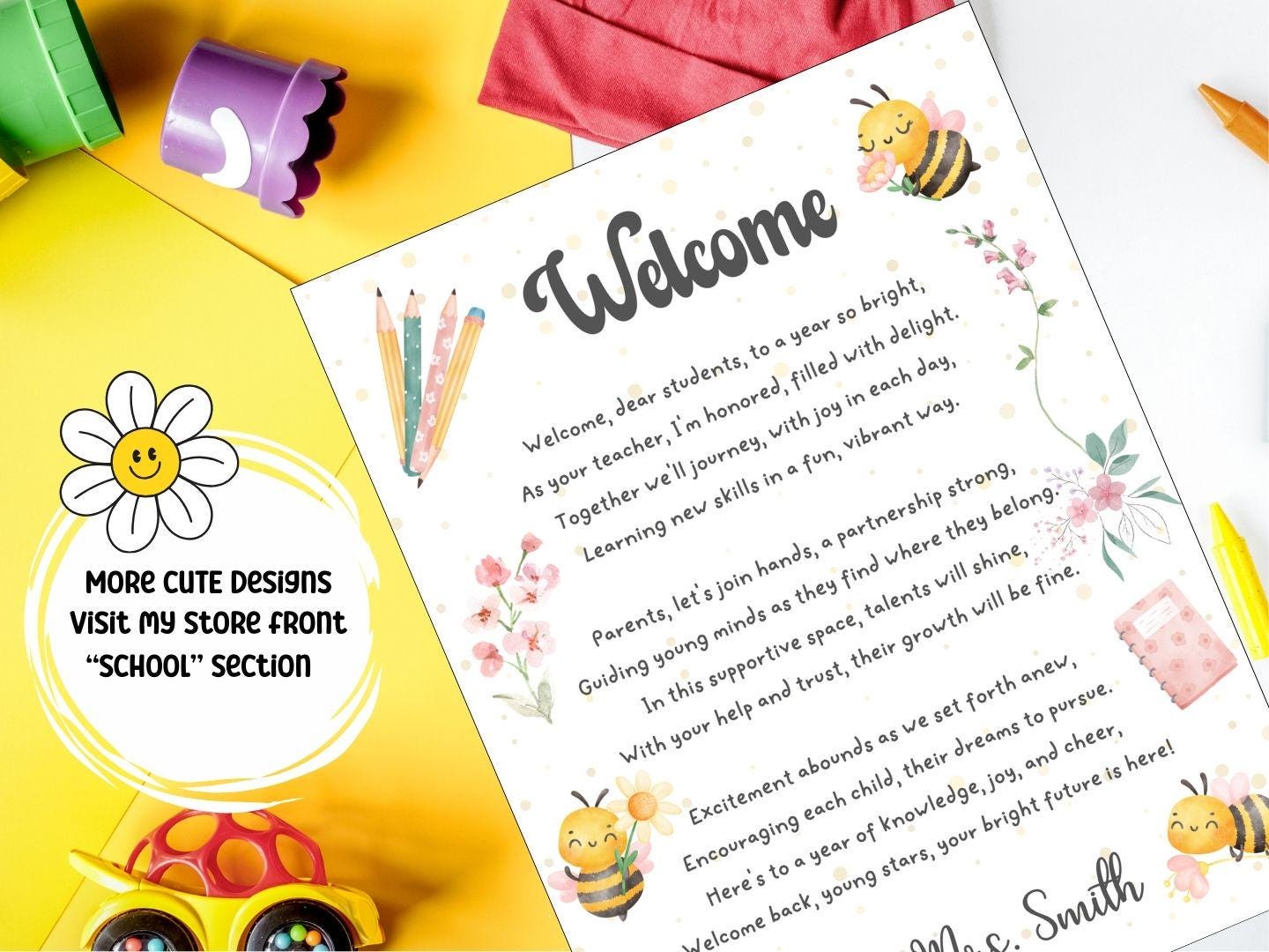 Personalized Name Welcome Back to School Poem, Back to School Letter ...