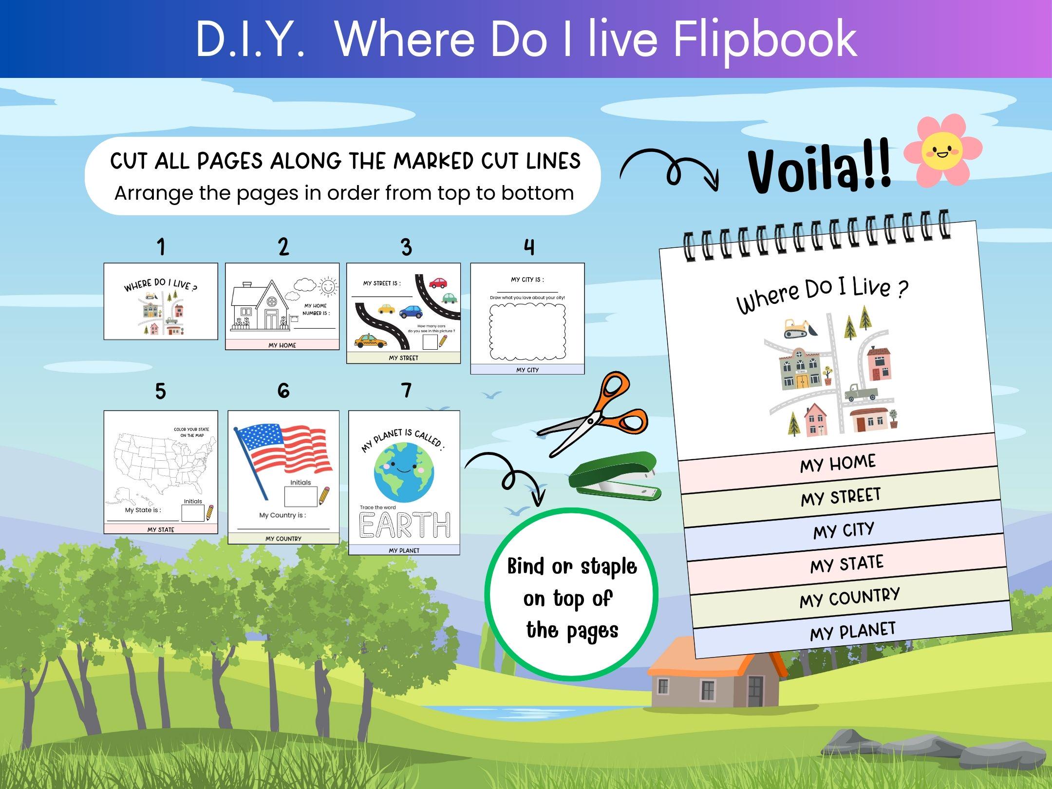 Where I Live Flipbook: Location Learning Activity (PDF) - Etsy