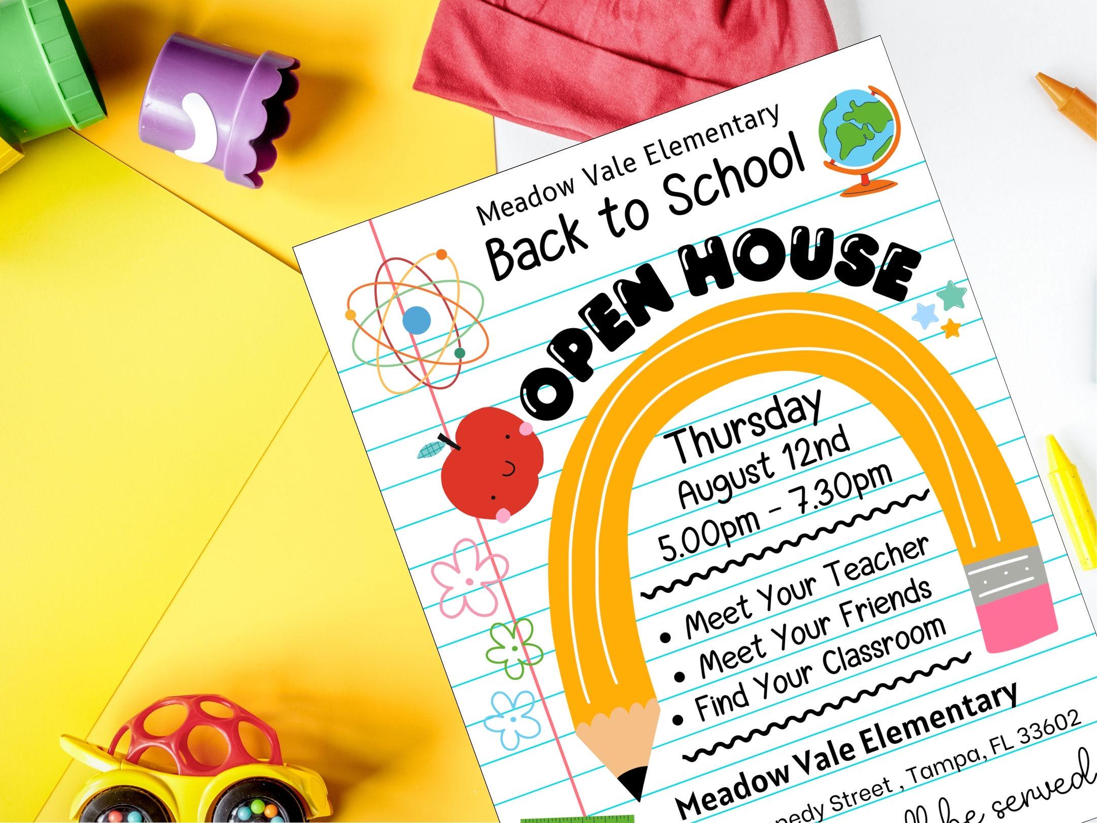 Editable Back to School Open House Flyer Template (PDF) - Etsy
