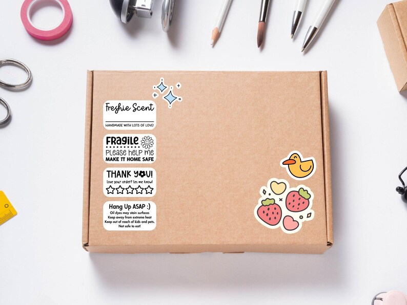 Freshie Scent Label Designs: Fragile, Review, Instruction Stickers (2. ...