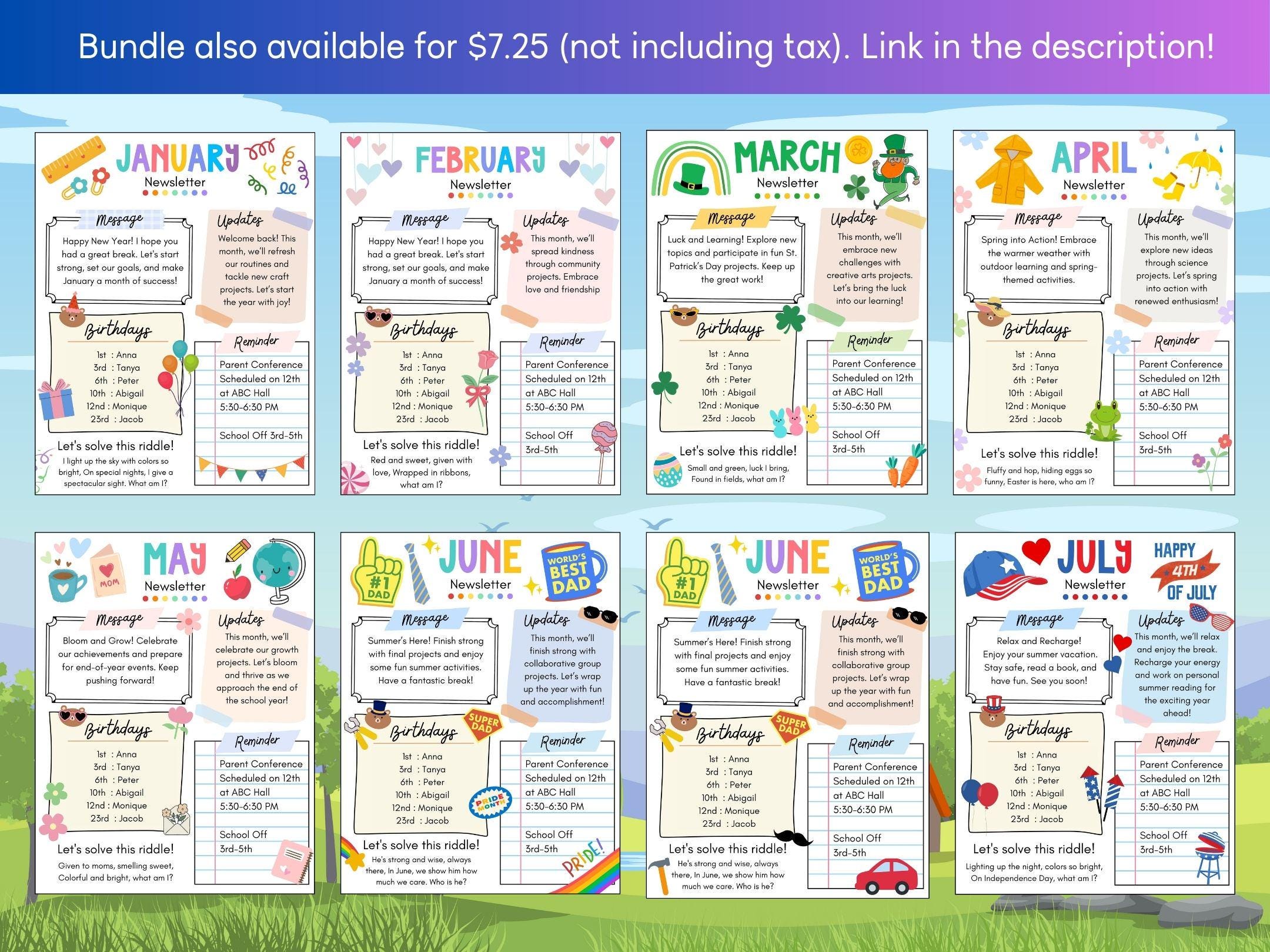 January New Year Fully Editable School Newsletter Template, Monthly ...