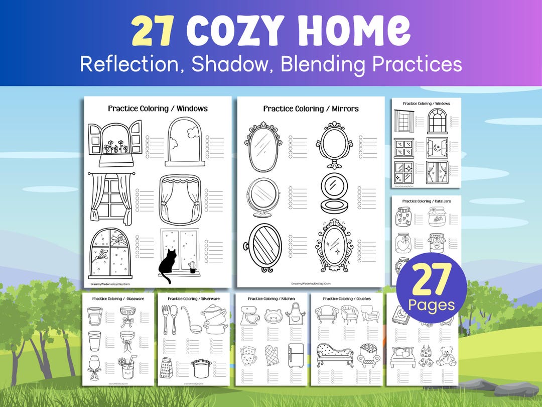27 Cute Cozy House Theme Coloring Practice Worksheet, Improve Your ...