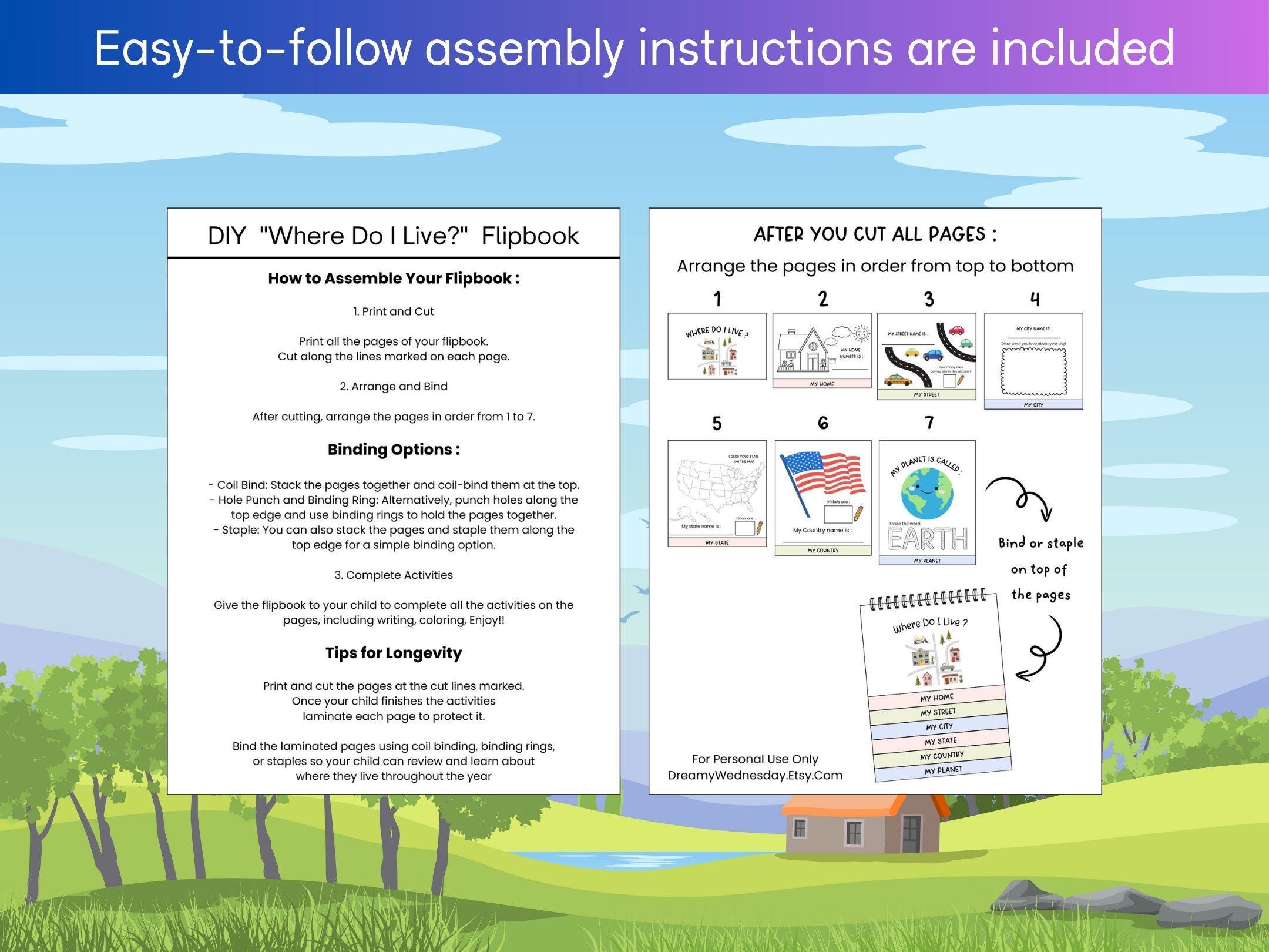 Where I Live Flipbook: Location Learning Activity (PDF) - Etsy