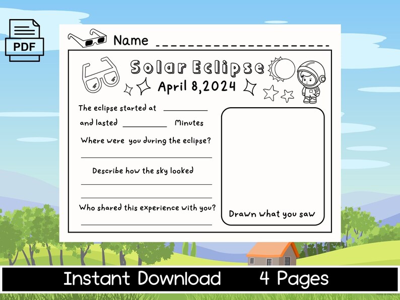 Solar Eclipse Work Sheet for Kids, Solar Eclipse Fill in the Blank ...