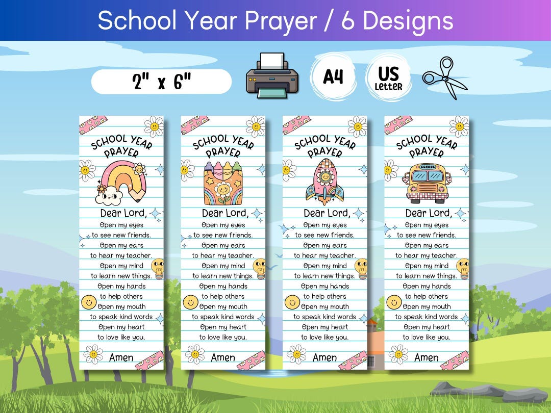 Groovy First Day of School Prayer Bookmark, Christian Gift for Kids ...