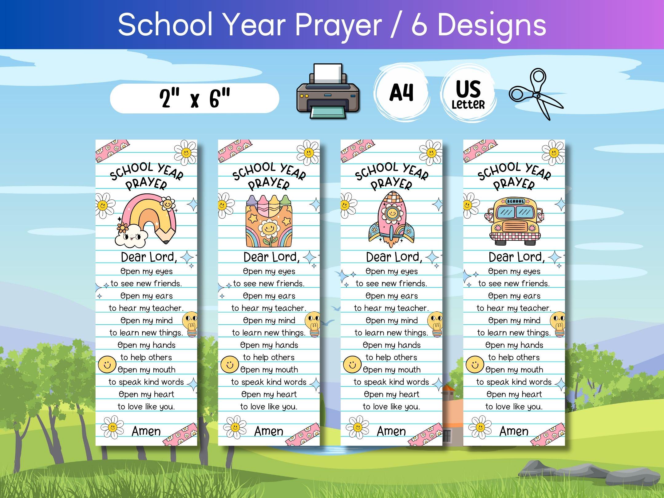 Groovy First Day of School Prayer Bookmark, Christian Gift for Kids ...