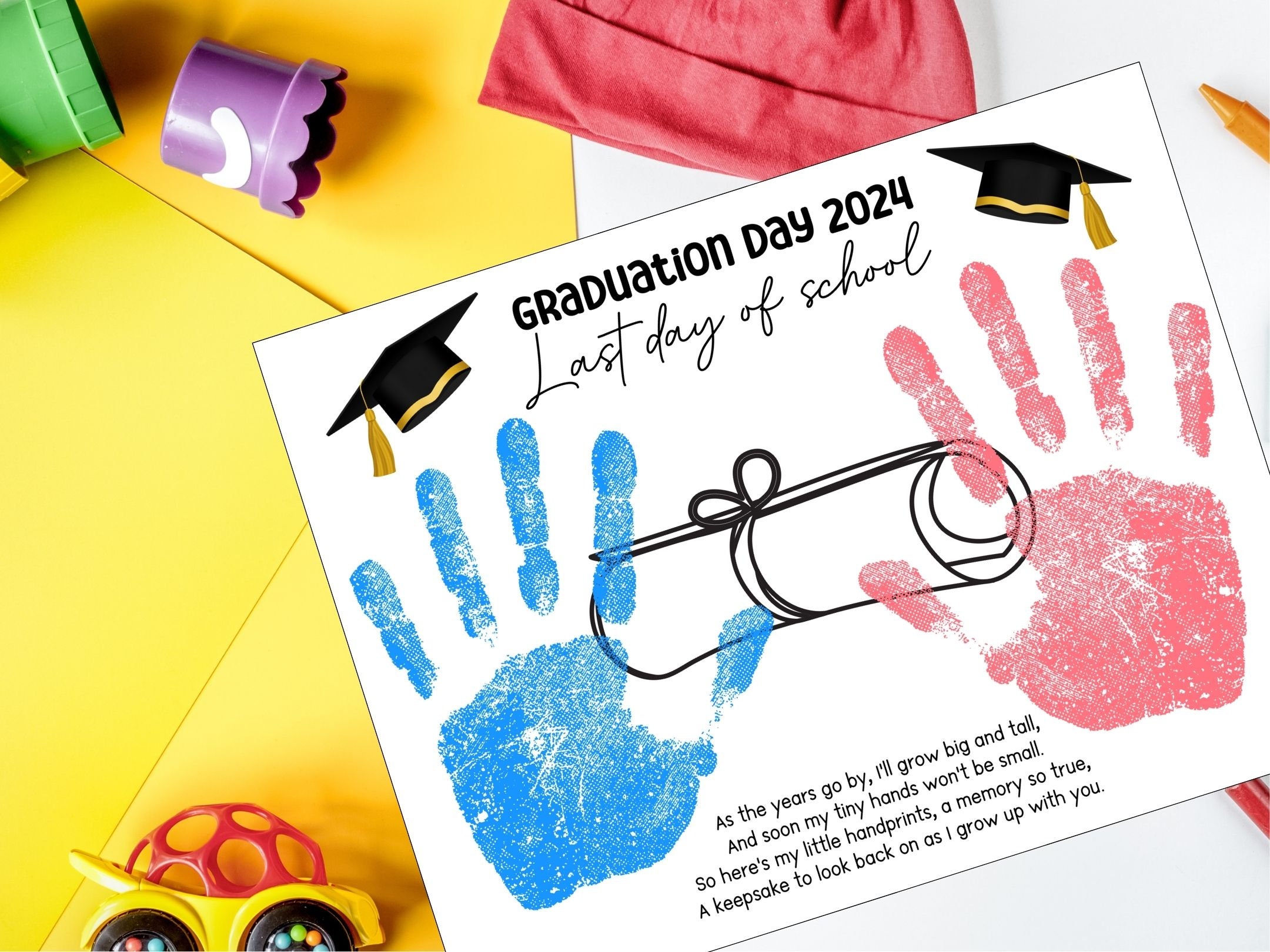 Printable Poem Last Day of School Handprint Art for Kids, Kindergarten ...