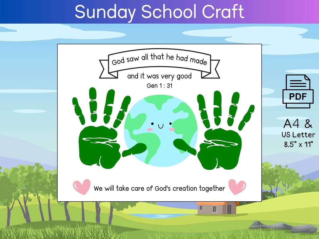 Earth Day Handprint Craft for Kids, Sunday School Daycare, Preschool ...