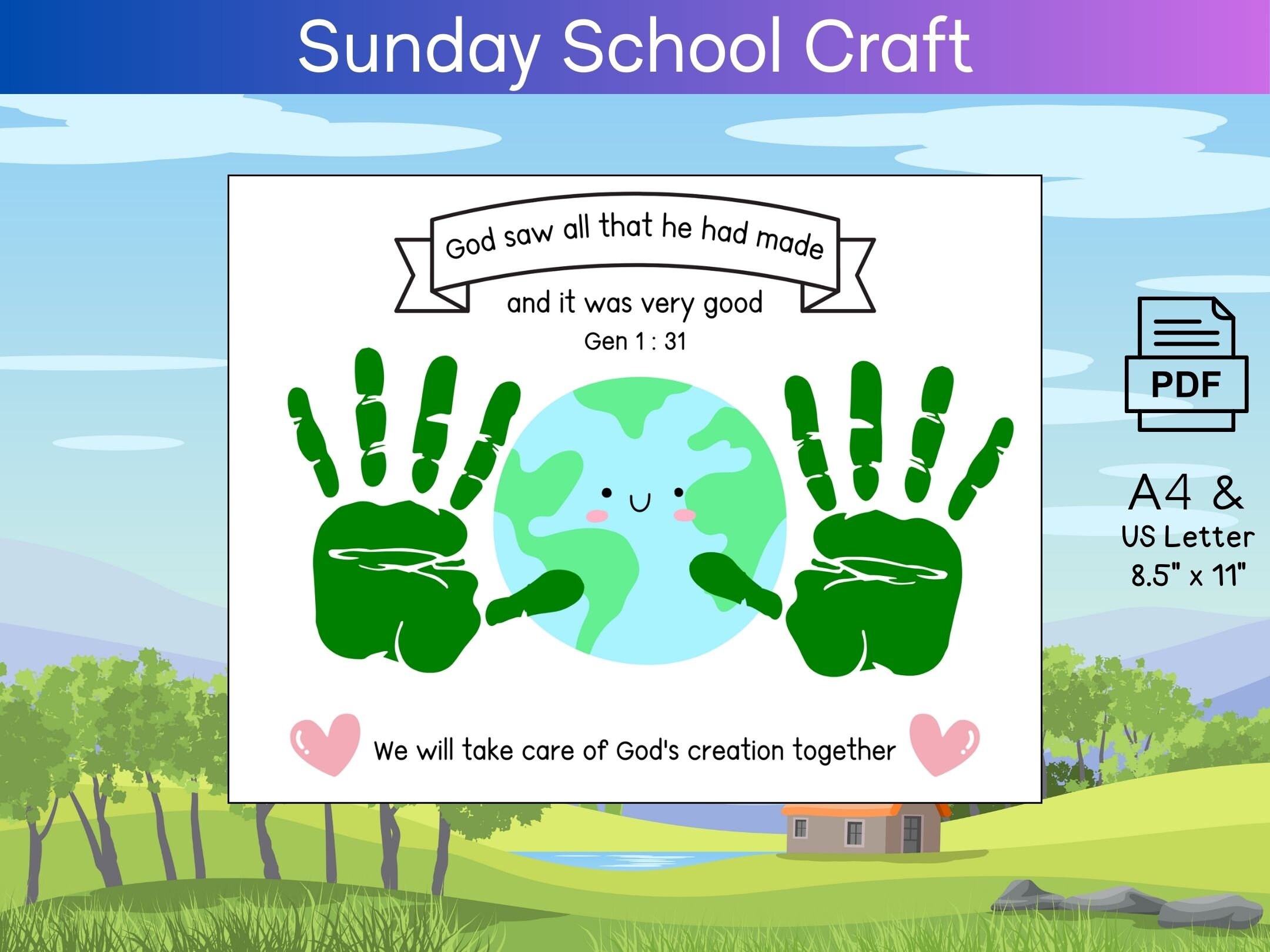 Earth Day Handprint Craft for Kids, Sunday School Daycare, Preschool ...