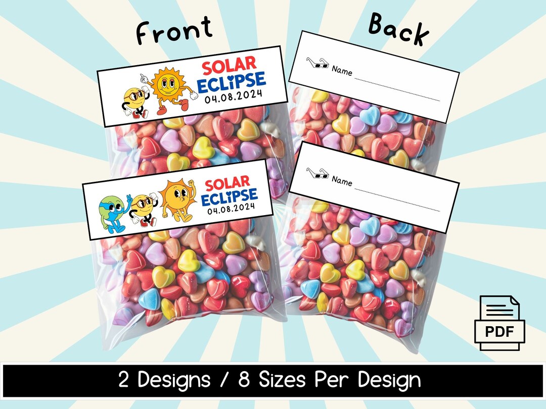 Solar Eclipse Treat Topper, Duo Designs Solar Eclipse 2024 Treat Bag ...
