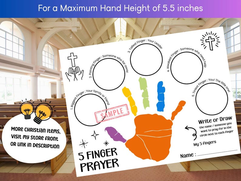 5 Finger Prayer Handprint Printable Template for Preschool Daycare ...