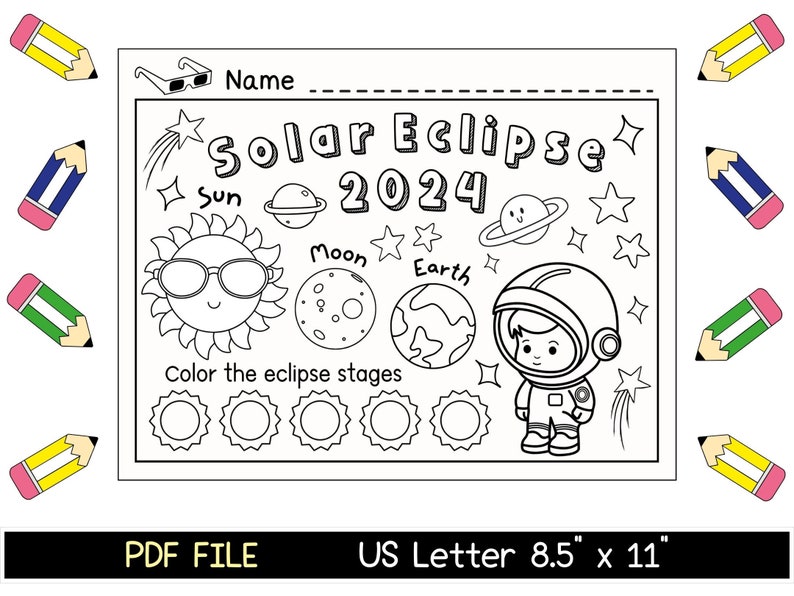 Solar Eclipse Work Sheet for Kids, Solar Eclipse Fill in the Blank ...