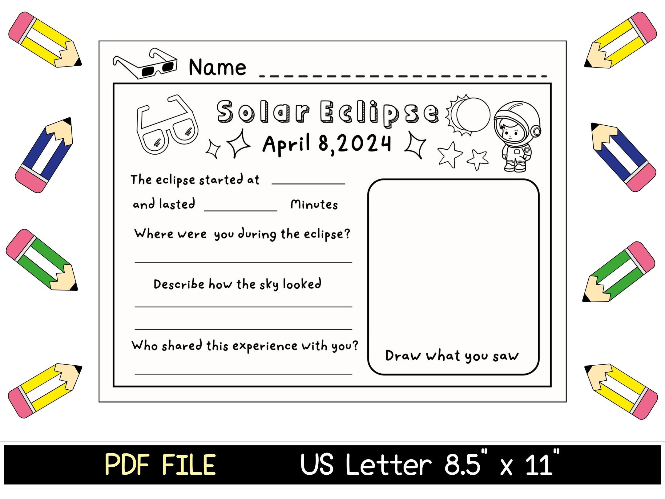Solar Eclipse Activities for Kids, Solar Eclipse 2024 Coloring Pages ...