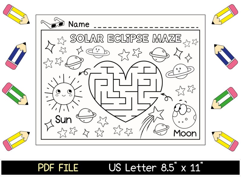 Solar Eclipse Work Sheet for Kids, Solar Eclipse Fill in the Blank ...