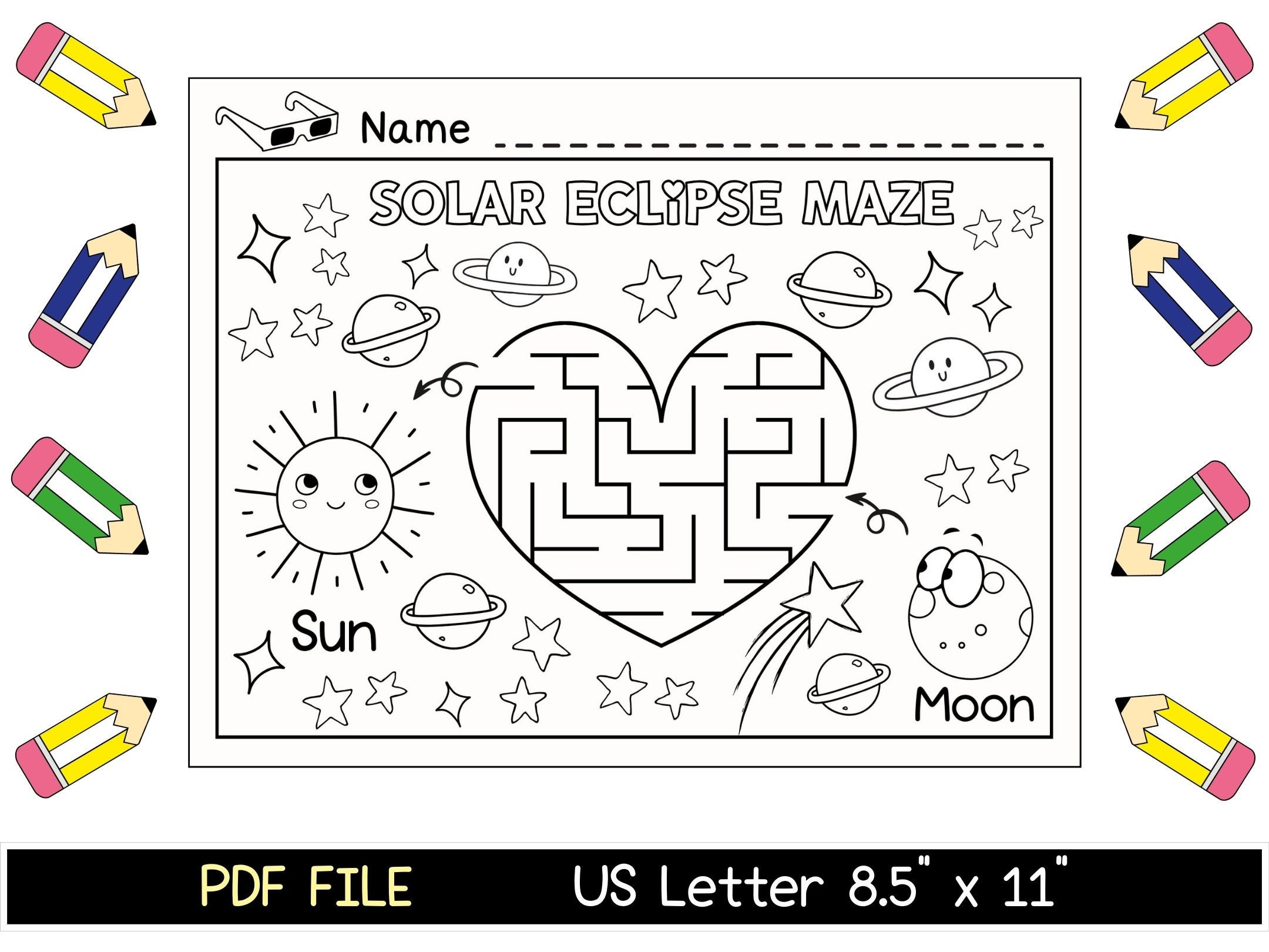Solar Eclipse Activities for Kids, Solar Eclipse 2024 Coloring Pages ...
