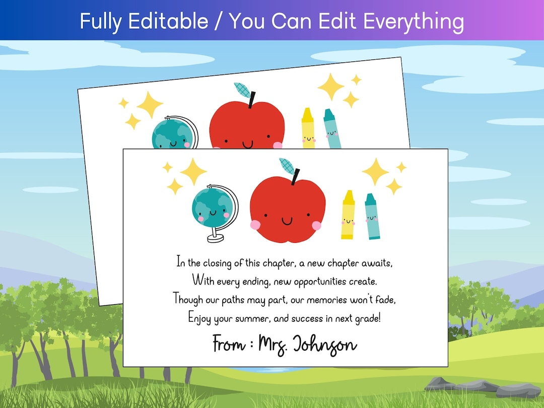 Editable End of Year Letter From Teacher to Student (digital Download ...