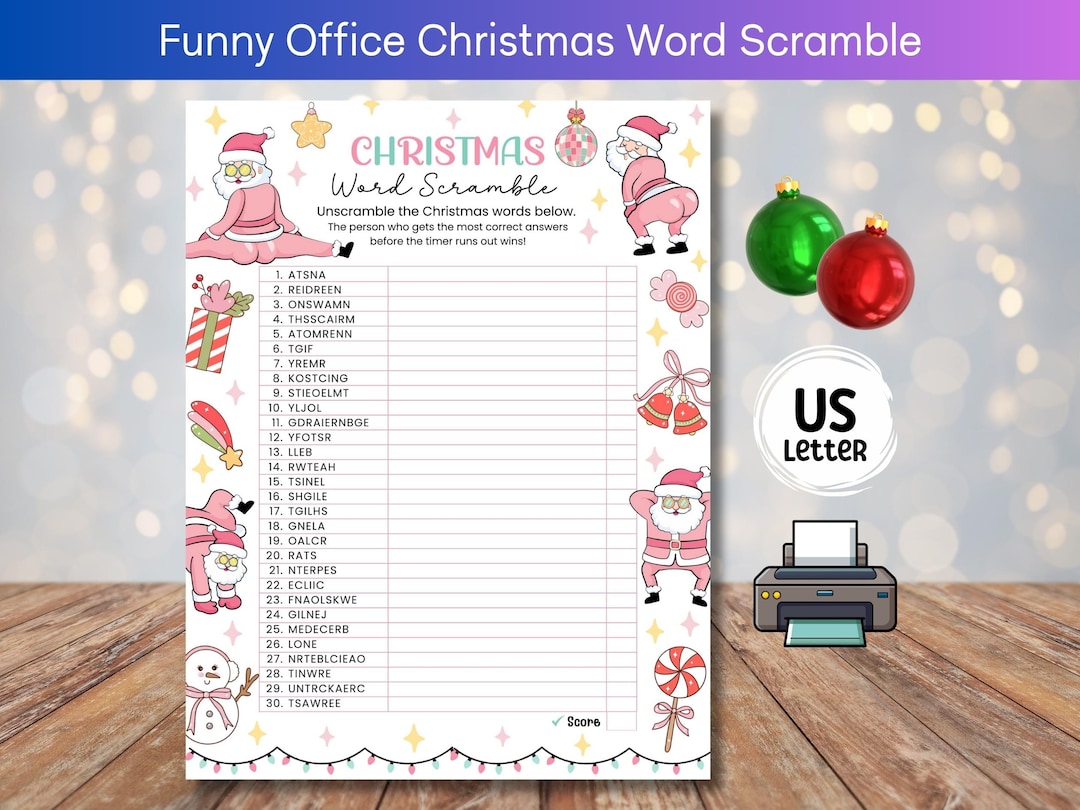 Christmas Word Scramble Office Game, Christmas Party Activity, Holiday ...