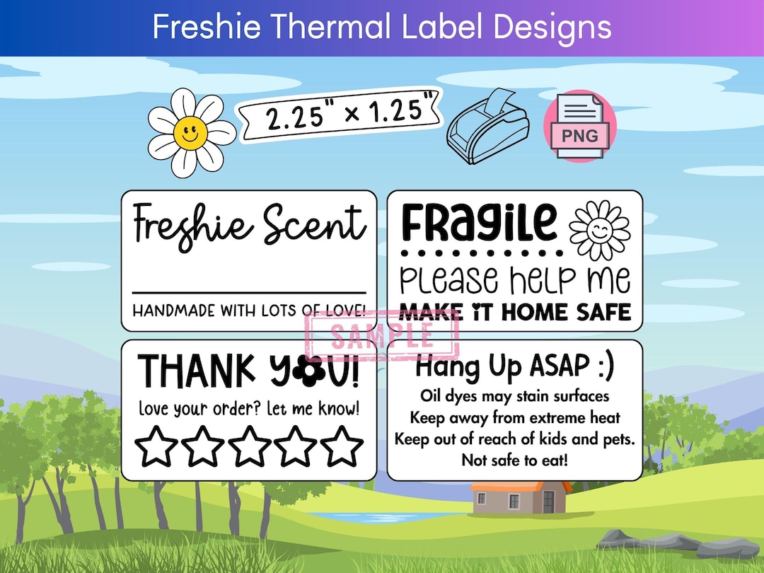 Freshie Scent Label Designs: Fragile, Review, Instruction Stickers (2. ...