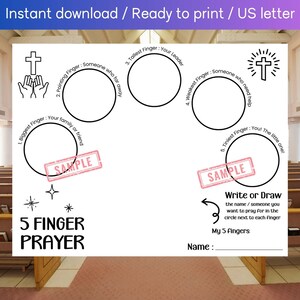 5 Finger Prayer Handprint Art Template: Christian Kids Activity (PDF ...