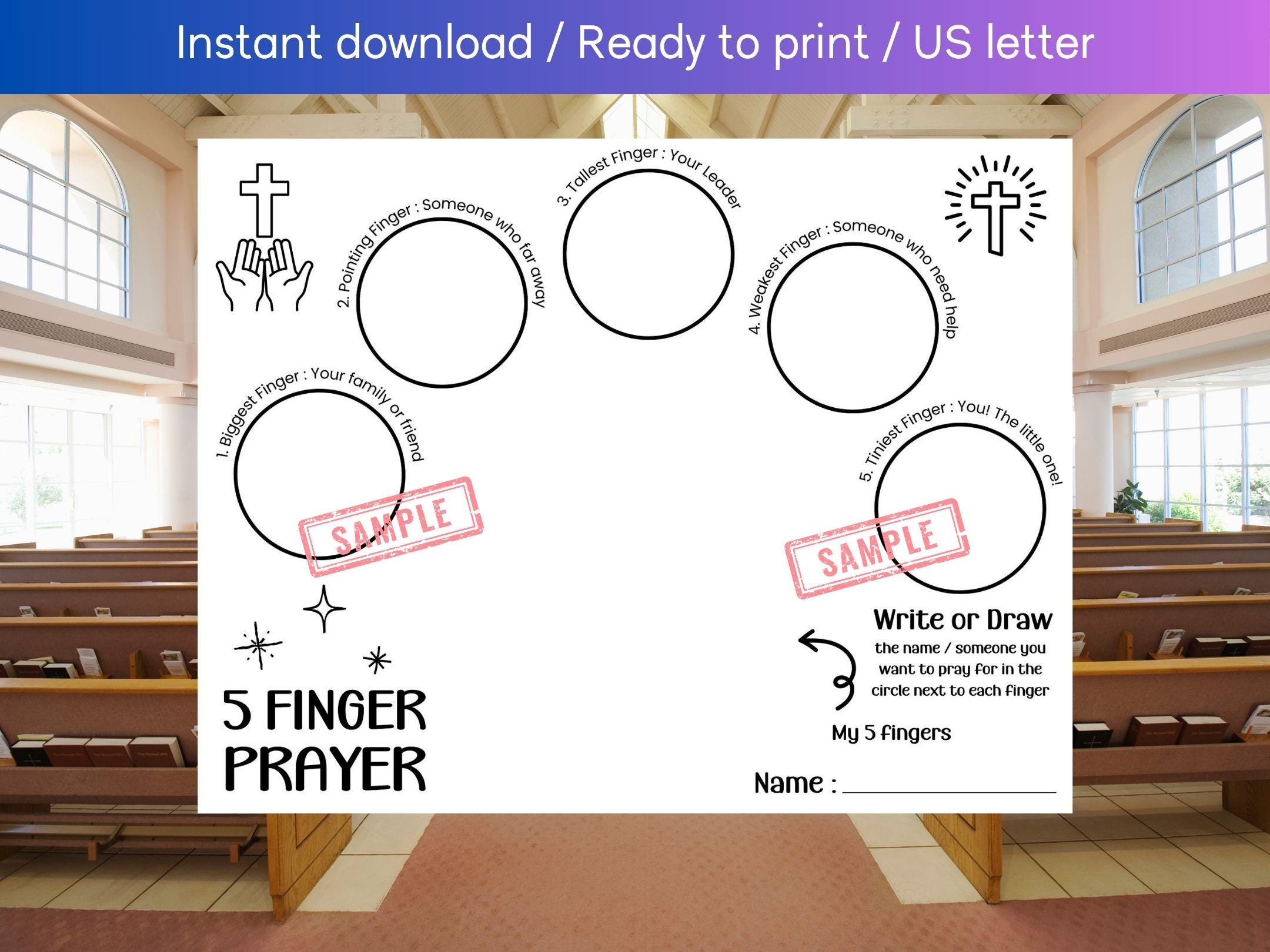 5 Finger Prayer Handprint Art Template: Christian Kids Activity (PDF ...