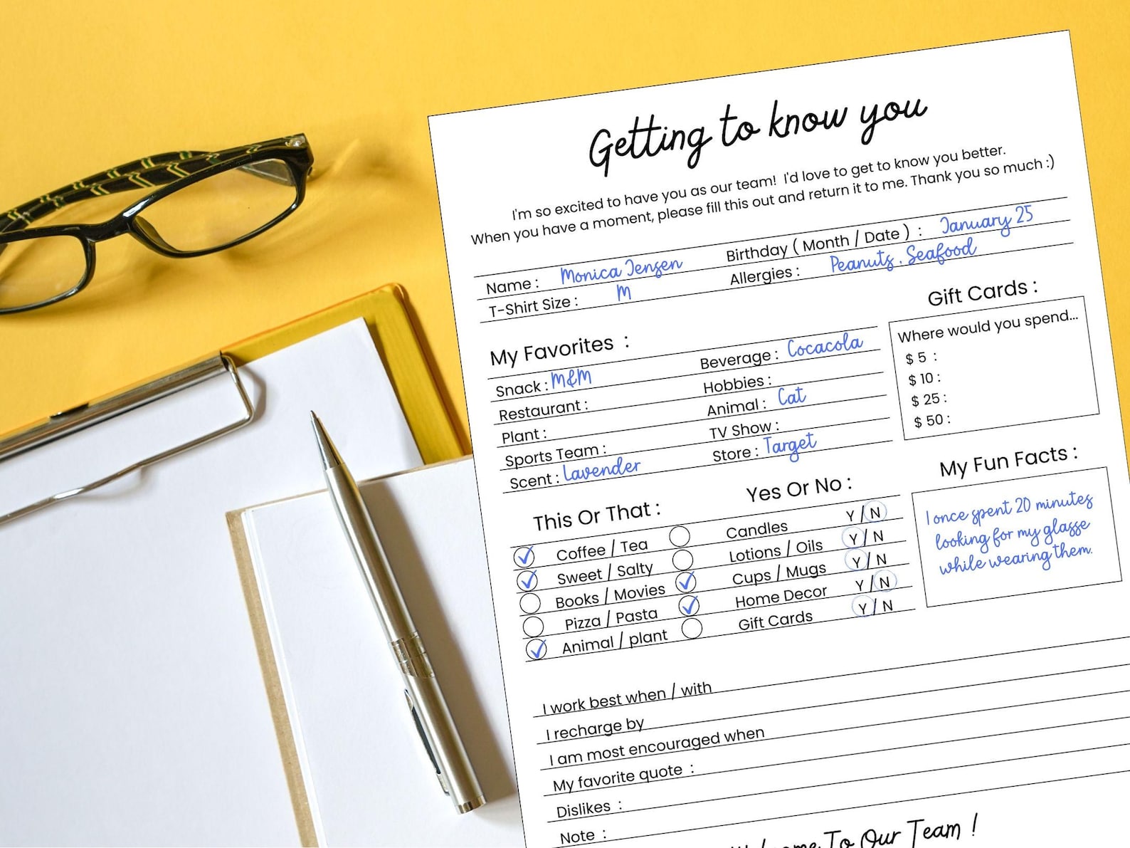 Editable Coworker Questionnaire: New Employee Survey (PDF) - Etsy