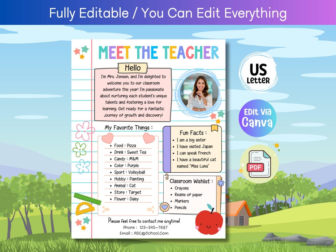 Editable Meet the Teacher Template: Classroom Flyer (canva, PDF) - Etsy