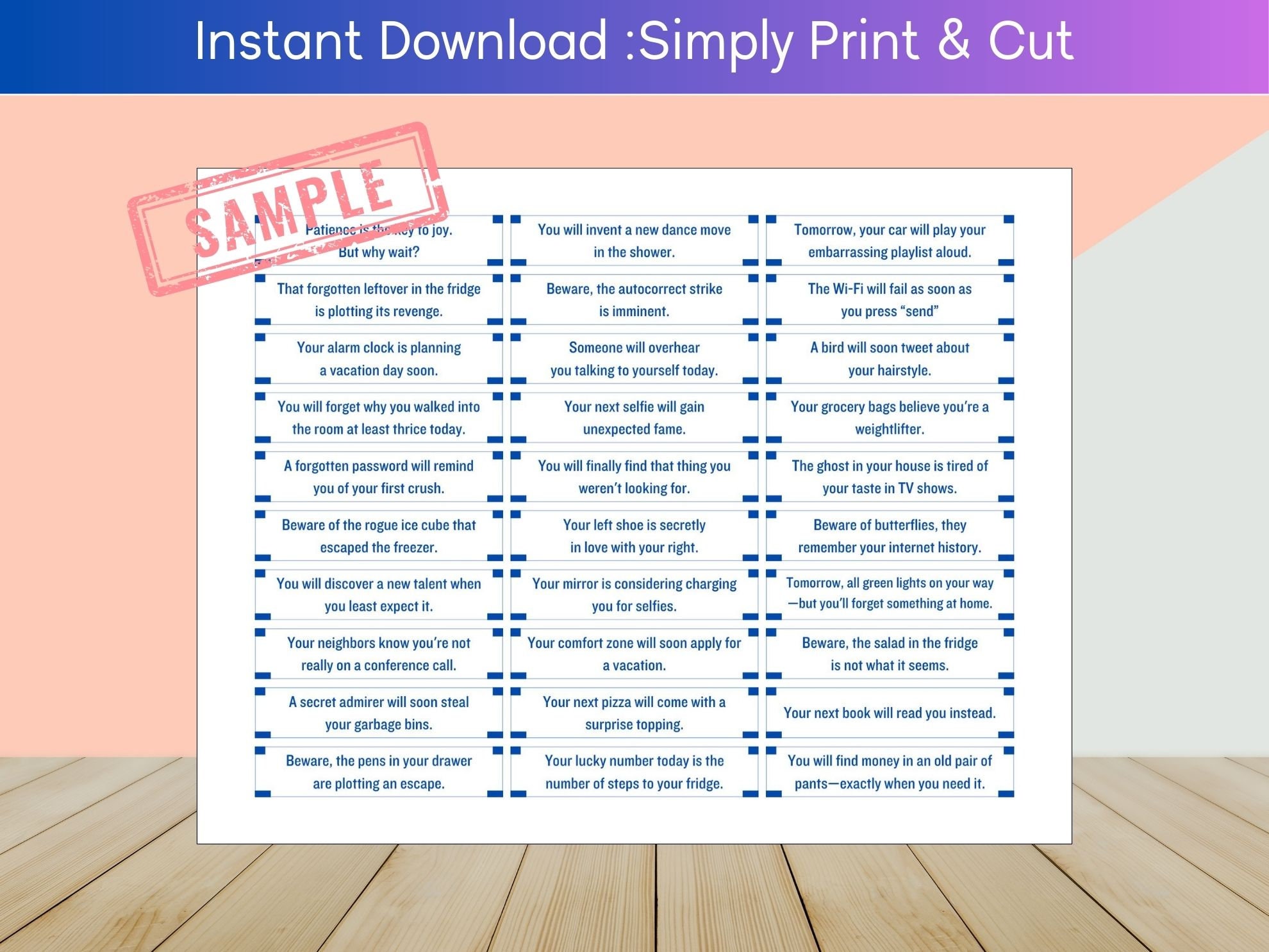 120 Funny Fortune Cookies Messages, Digital Download Funny Fortune ...