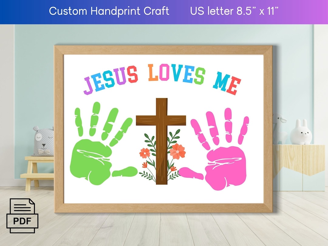 Jesus Loves Me Handprint Christian Art, Homeschool Children Prek ...