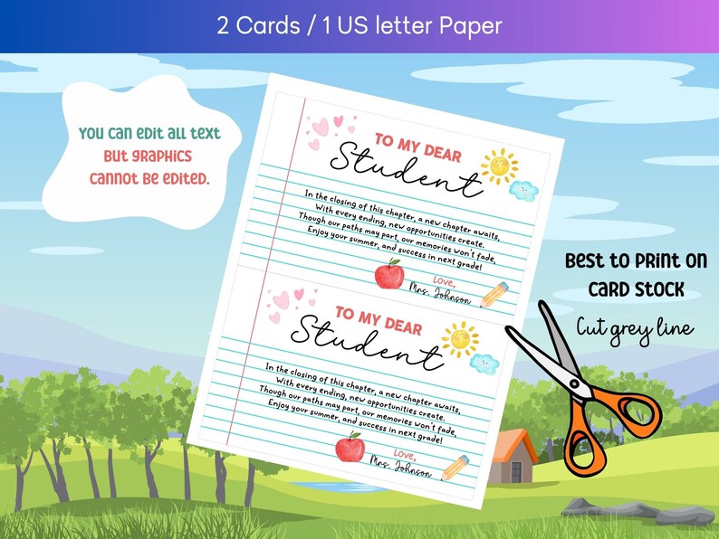 Editable End of School Year Letter for Student, Cute Poem for Class ...