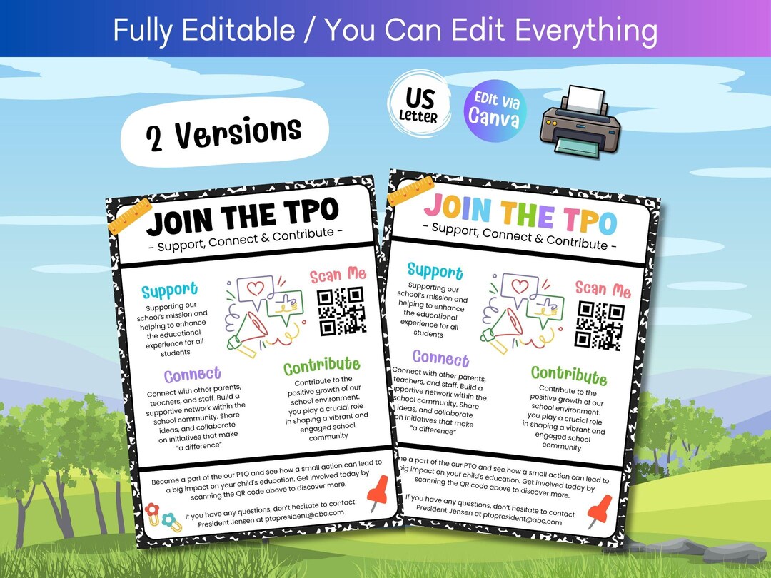 Editable TPA/TPO Flyer Template: School Volunteer Recruitment (digital ...