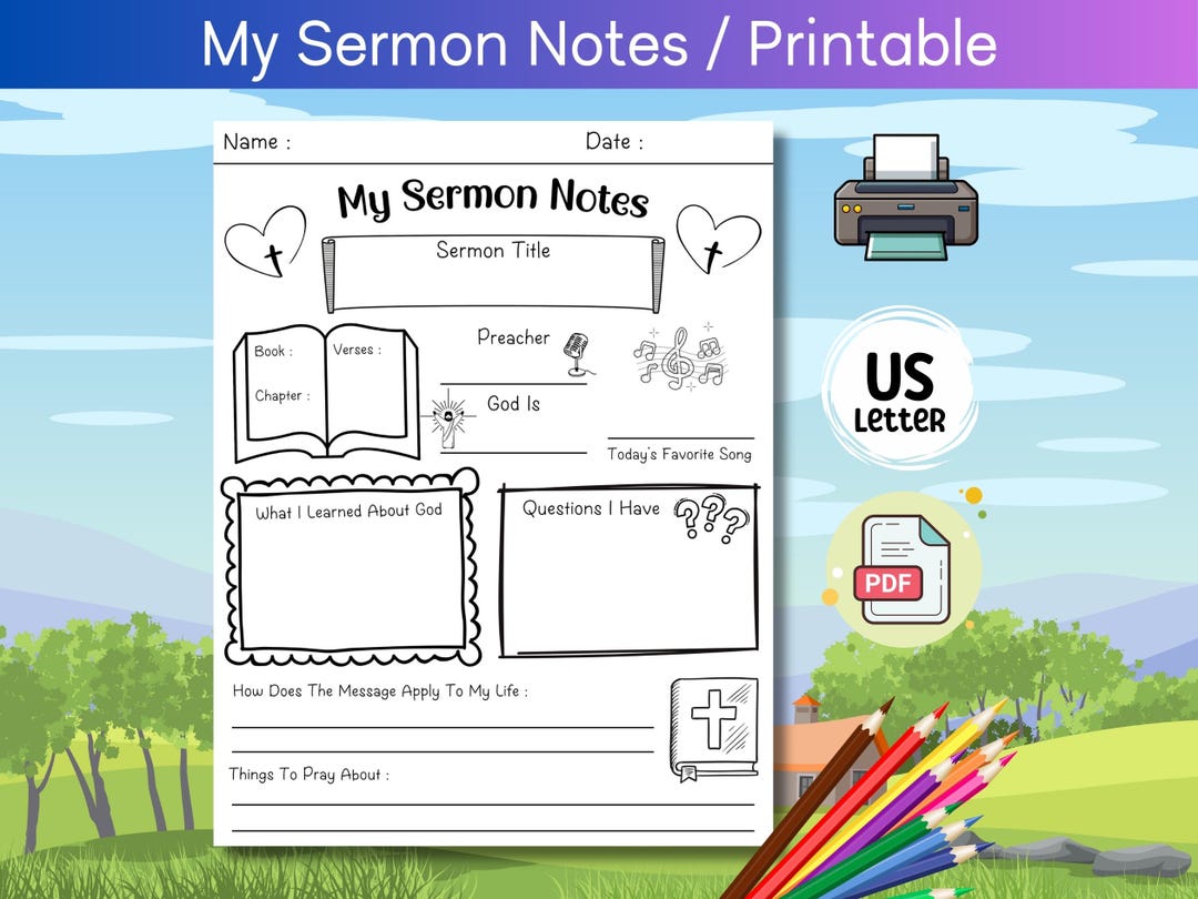 Printable Sermon Notes Worksheet: Teen & Kid Bible Study (PDF) - Etsy