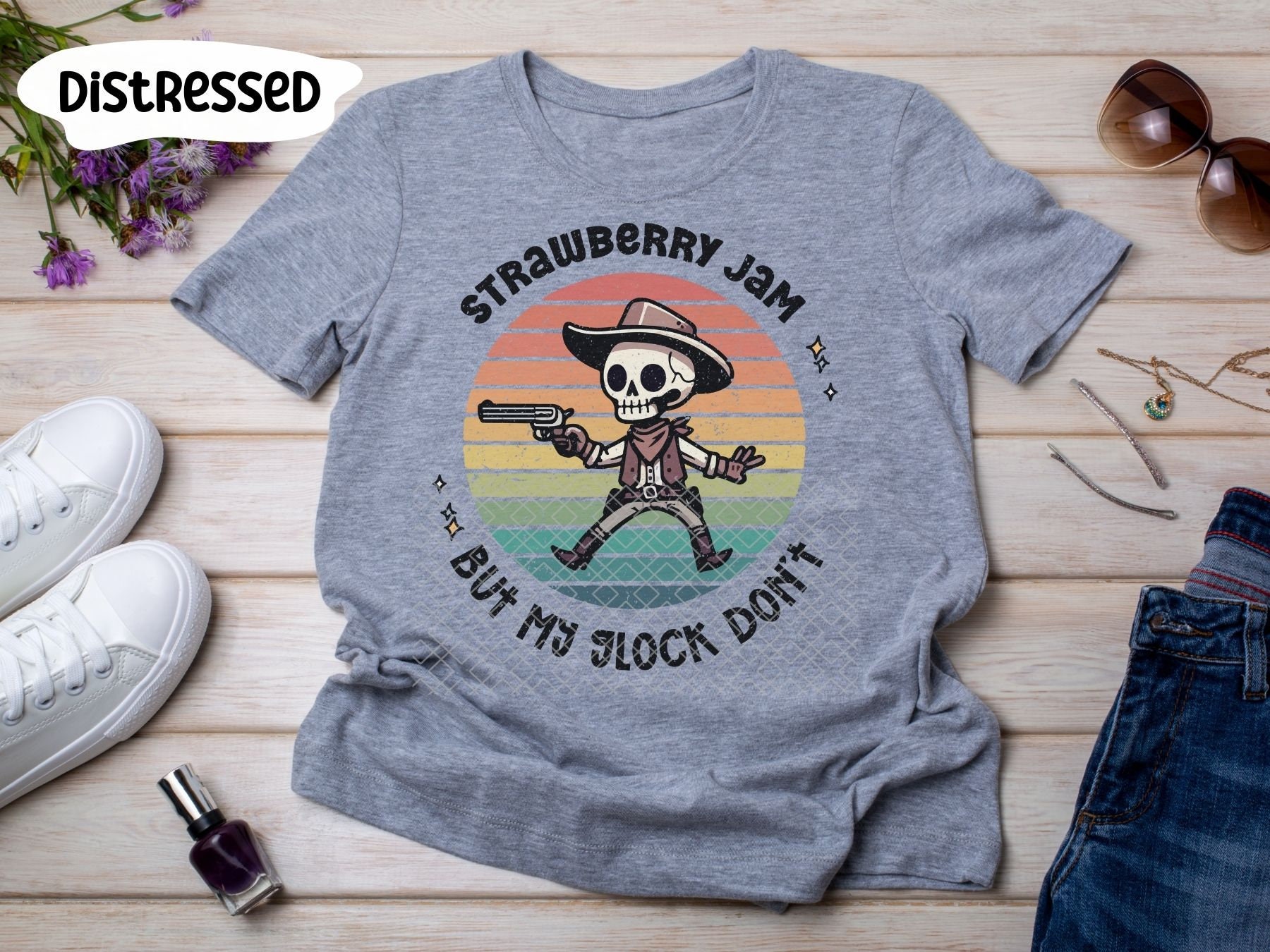 Strawberry Jam but My Glock Don't, PNG Only, Cowboy Skeleton Clipart ...