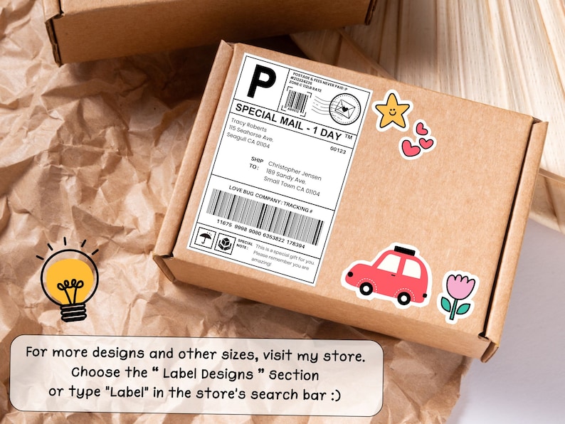 Editable Prank Shipping Label Template: Fun Gift Box Label (4x6 ...