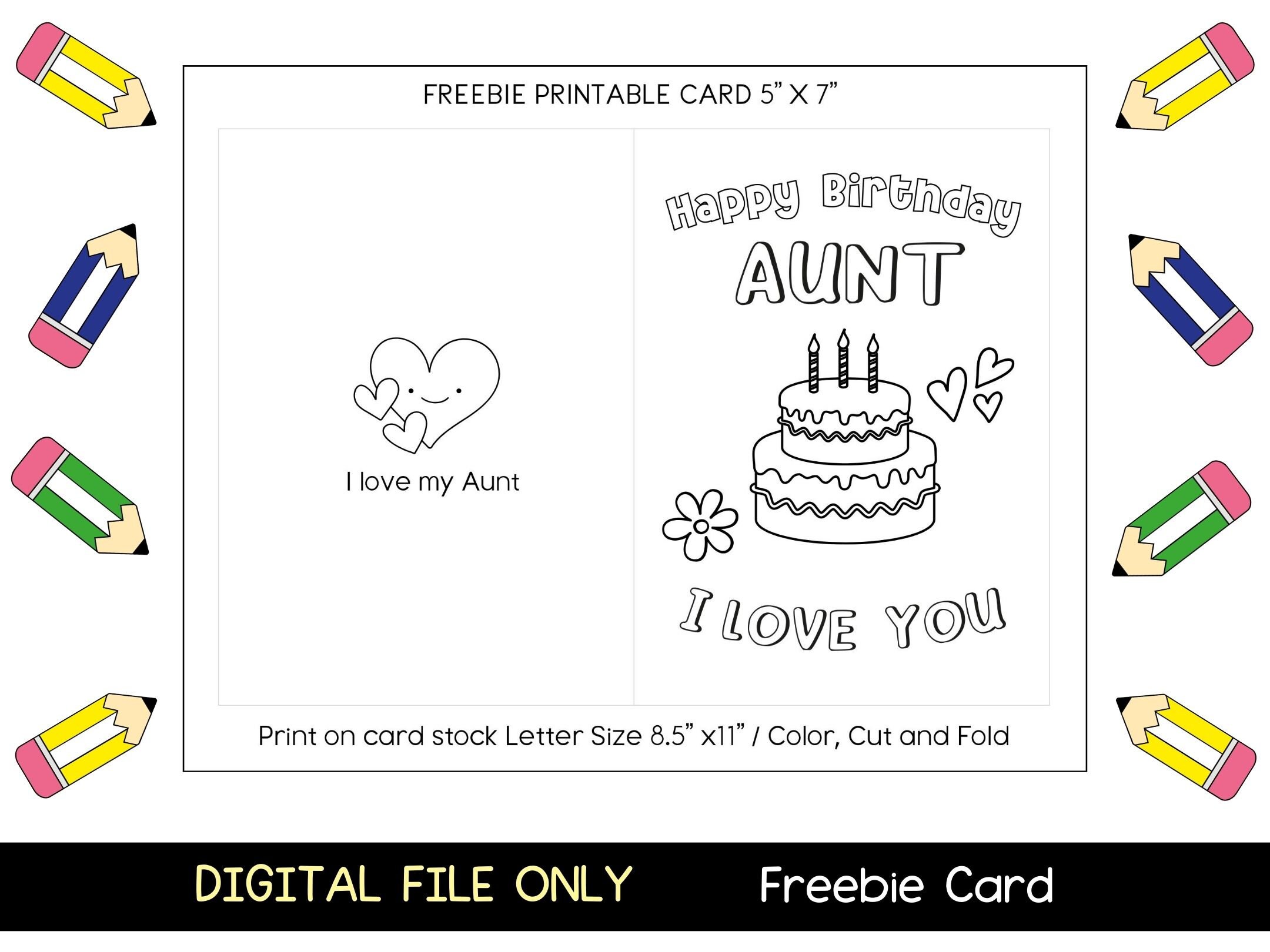 Aunt Birthday Coloring Page: Fill-in Printable Placemat (digital ...