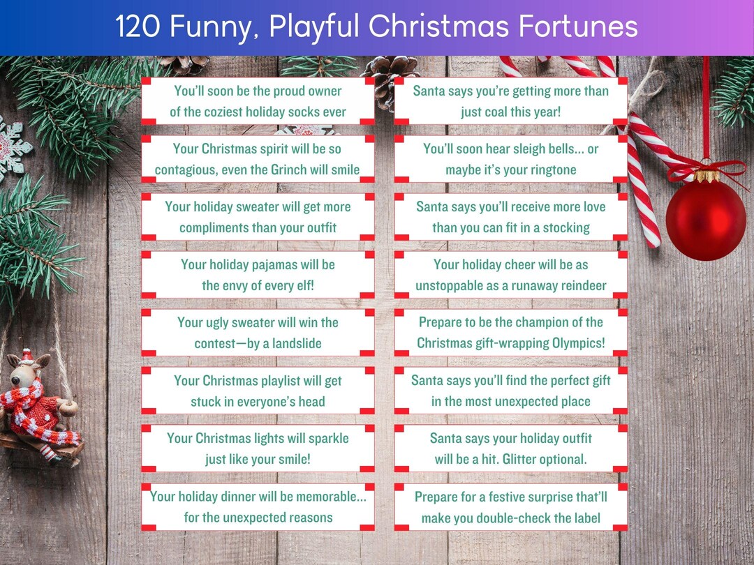 120 Christmas Fortune Cookie Messages: Fun Holiday Party Game (PDF) - Etsy