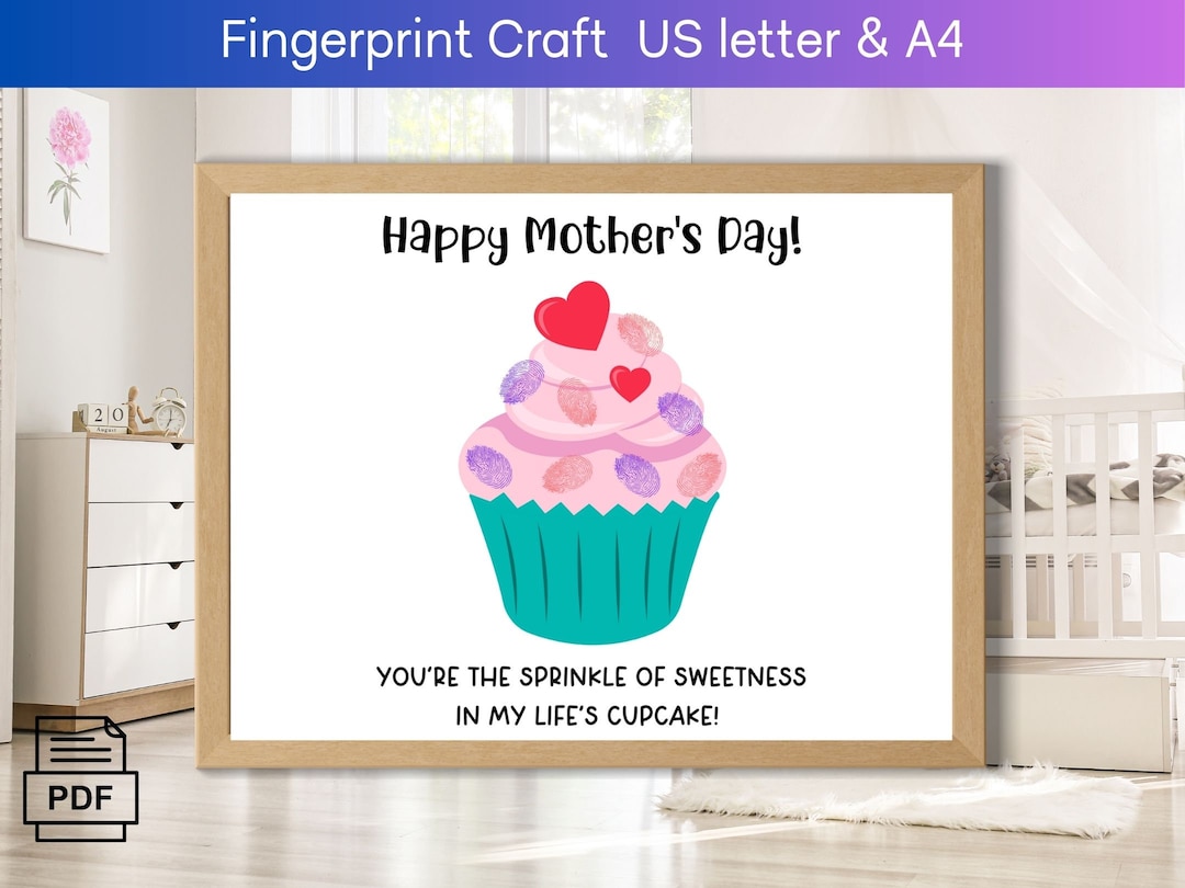 Manualidad imprimible para niños del día de la madre, Arte con huellas ...