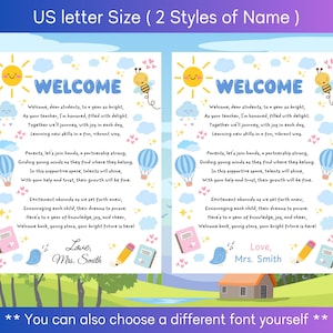 Fully Editable Template Welcome Back to School Letter From Teacher to ...