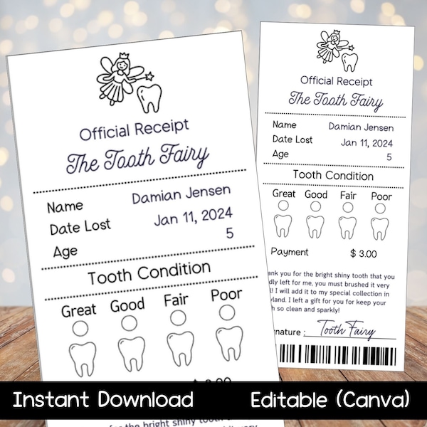 Tooth Fairy Receipt - Etsy