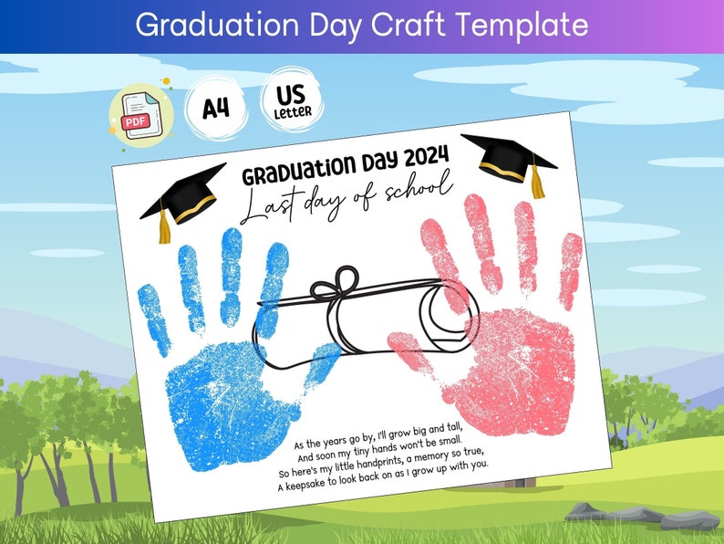 Printable Poem Last Day of School Handprint Art for Kids, Kindergarten ...