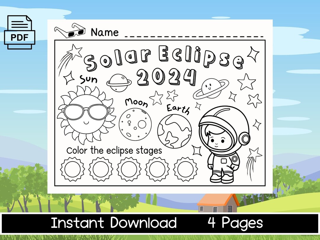 Solar Eclipse Activities for Kids, Solar Eclipse 2024 Coloring Pages ...
