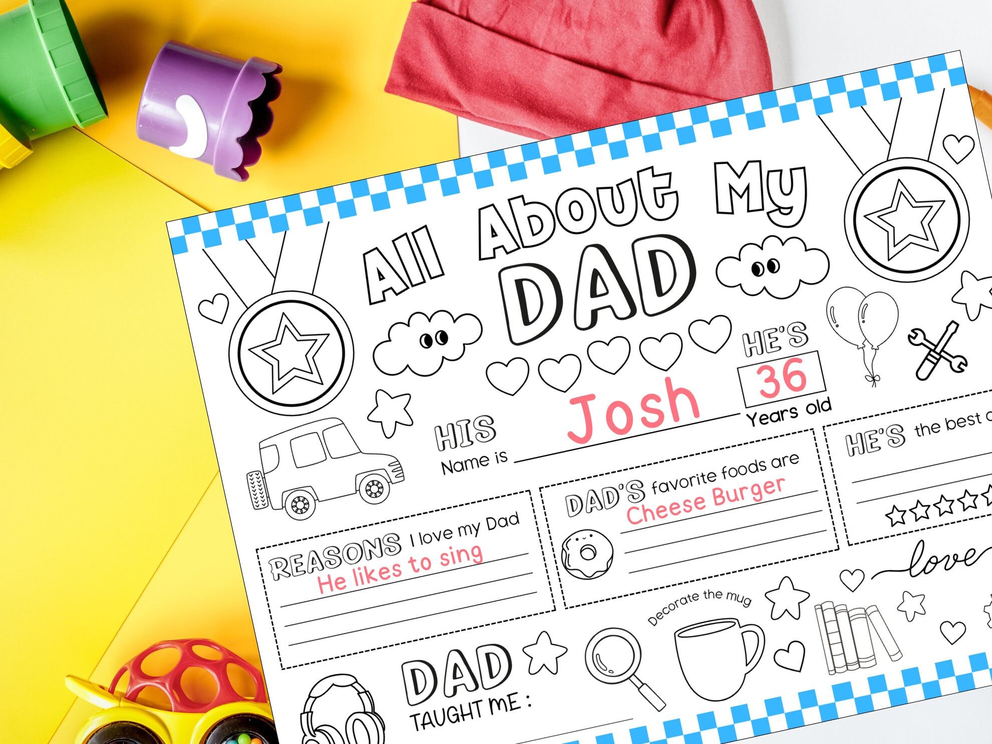 All About My Dad Coloring Page, Printable Father Day Gift Fill in ...