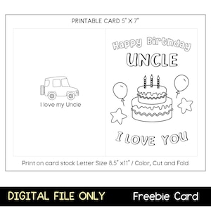 Happy Birthday Uncle Coloring Page, Fill in the Blank, Printable ...