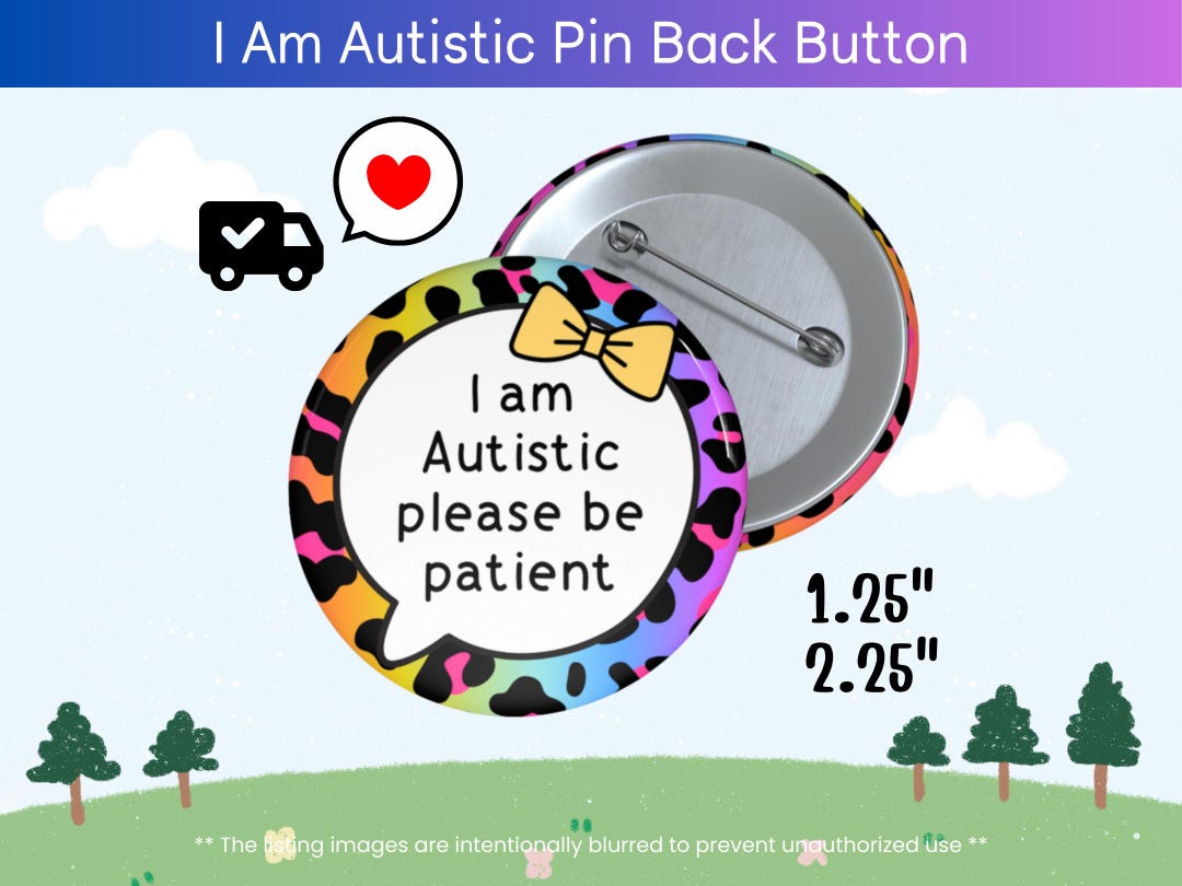 I Am Autistic Pin Back Button, Autism Awareness Pin Button for Girl ...