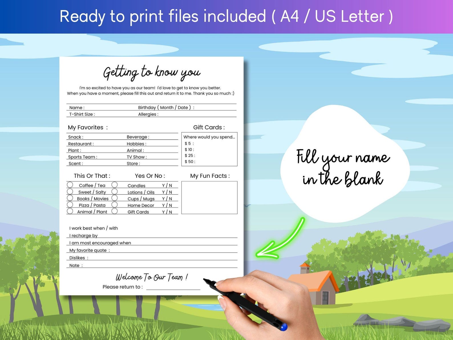 Editable Coworker Questionnaire: New Employee Survey (PDF) - Etsy