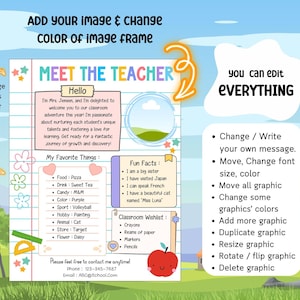 Editable Meet the Teacher Template: Classroom Flyer (canva, PDF) - Etsy