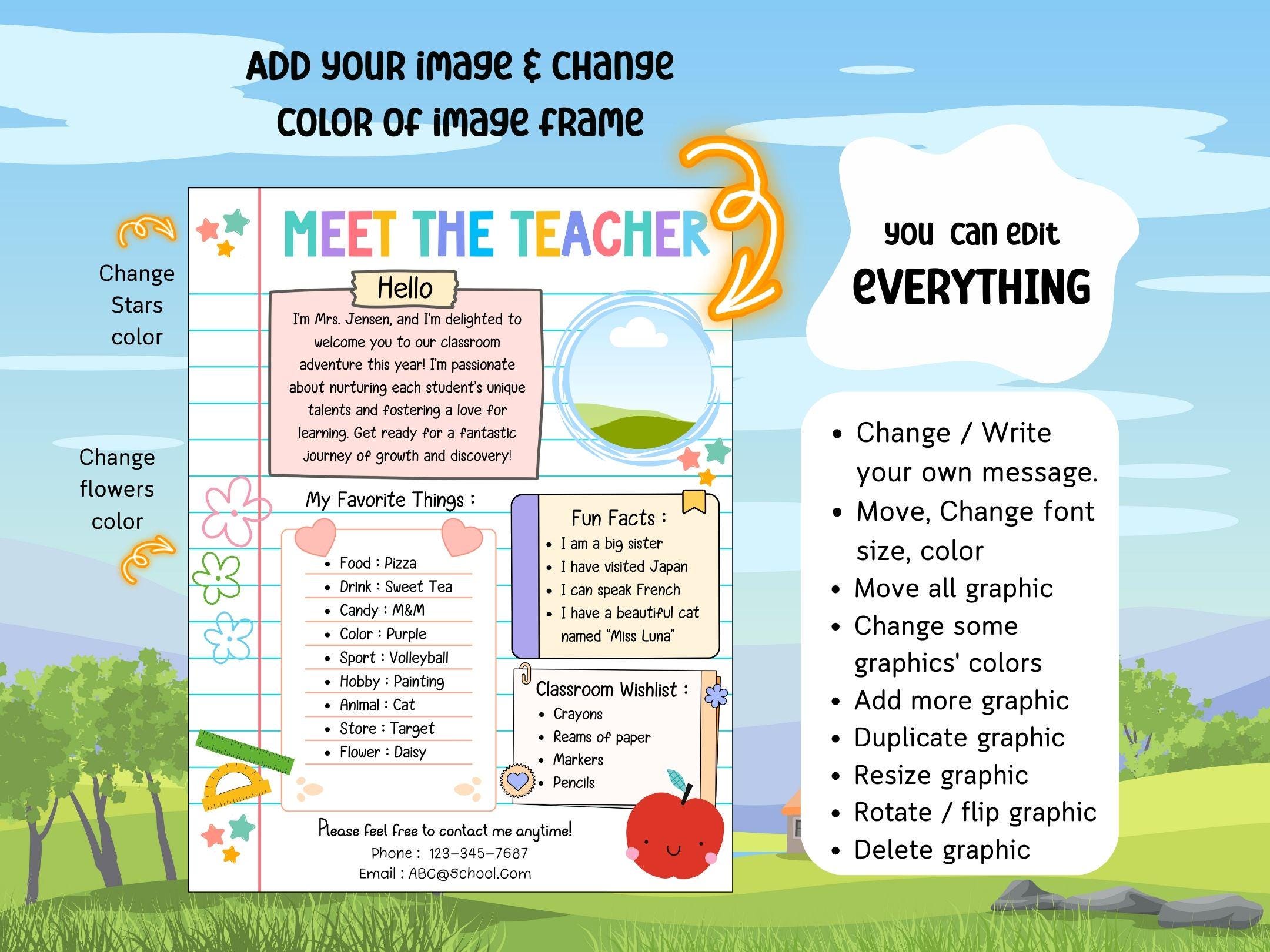 Cute Meet the Teacher Editable Template for Classroom, Teacher Flyer ...