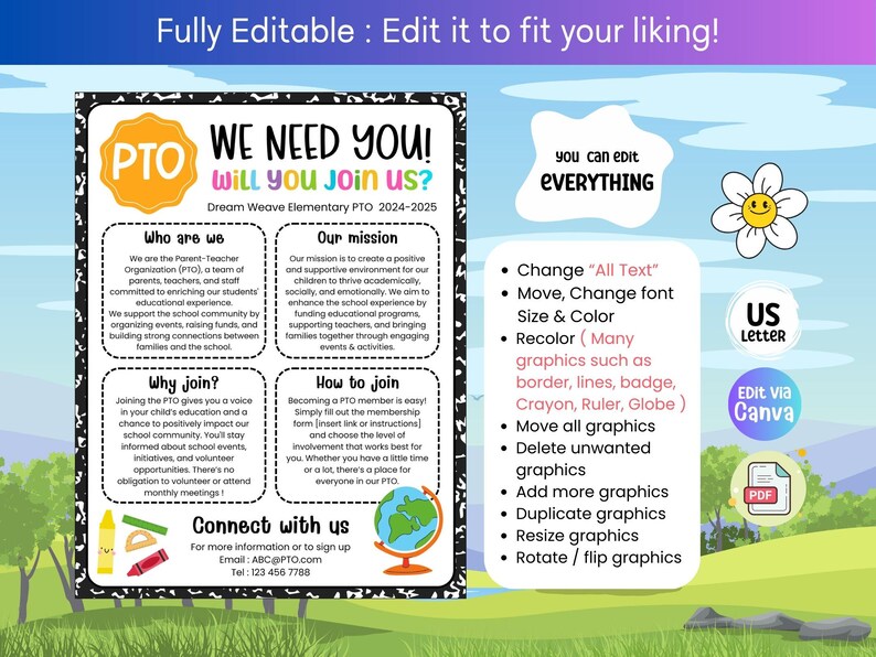 PTA/PTO Flyer Template: Editable School Newsletter (digital Download ...