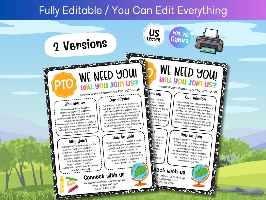 PTA/PTO Flyer Template: Editable School Newsletter (digital Download ...