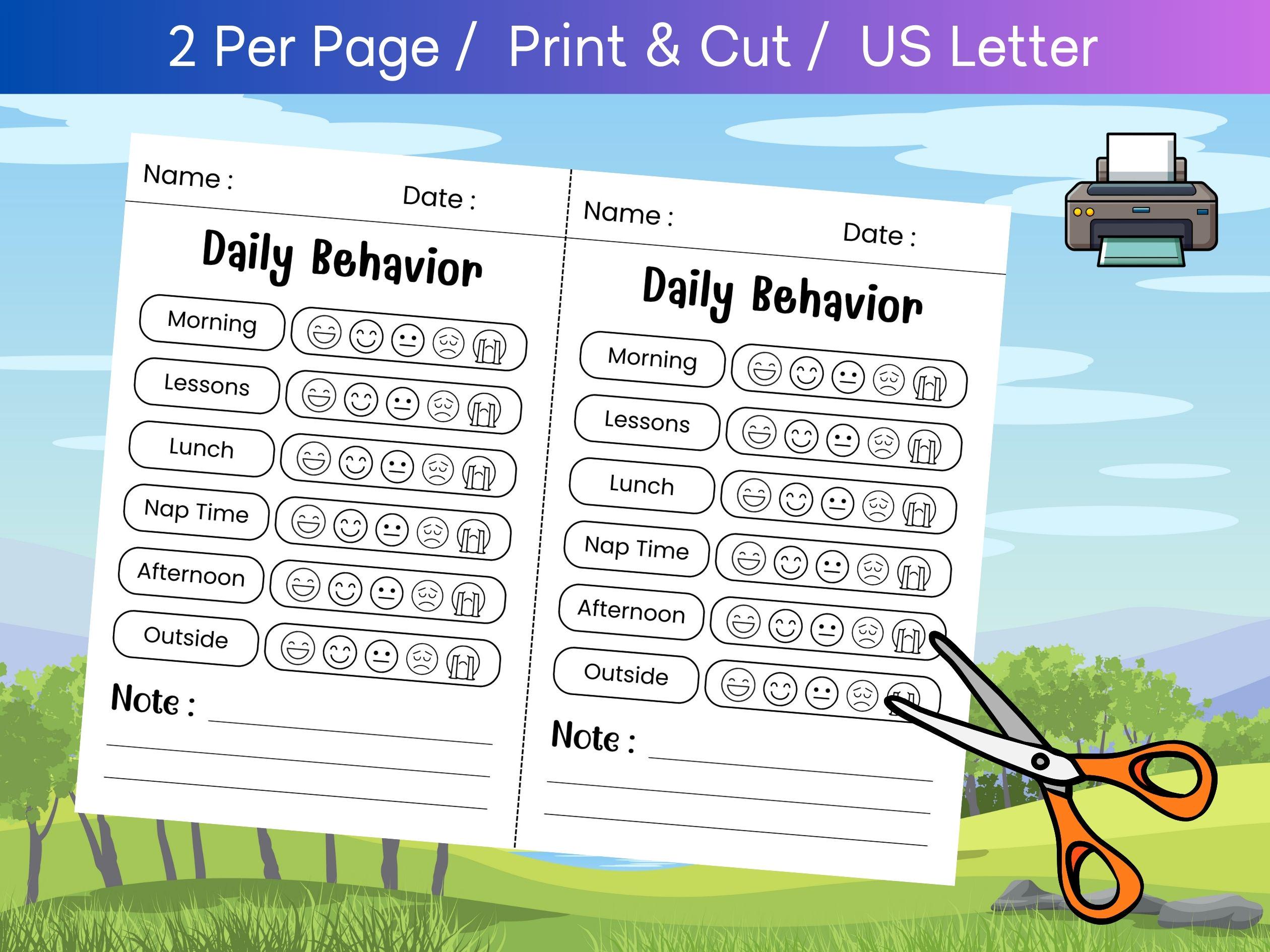 Daycare Preschool Daily Behavior Report Card, Printable Toddler Daily ...
