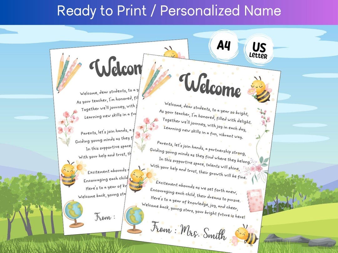 New Year Welcome Students, Back to School Letter From Teacher to ...